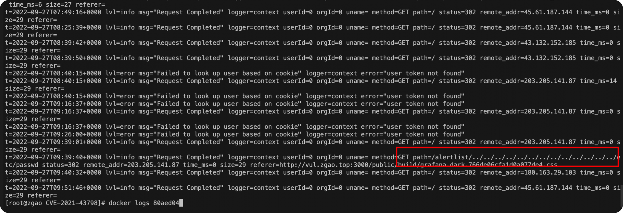 CVE-2021-39226信息泄露、CVE-2021-43798 Grafana任意文件读取漏洞复现 – Zgao's blog