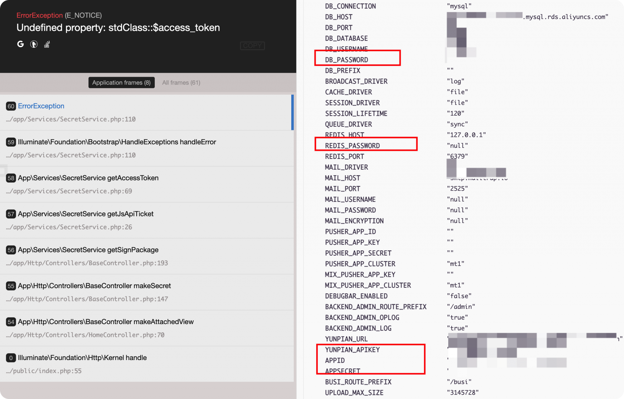 框架debug模式敏感信息泄露汇总 – Zgao's blog